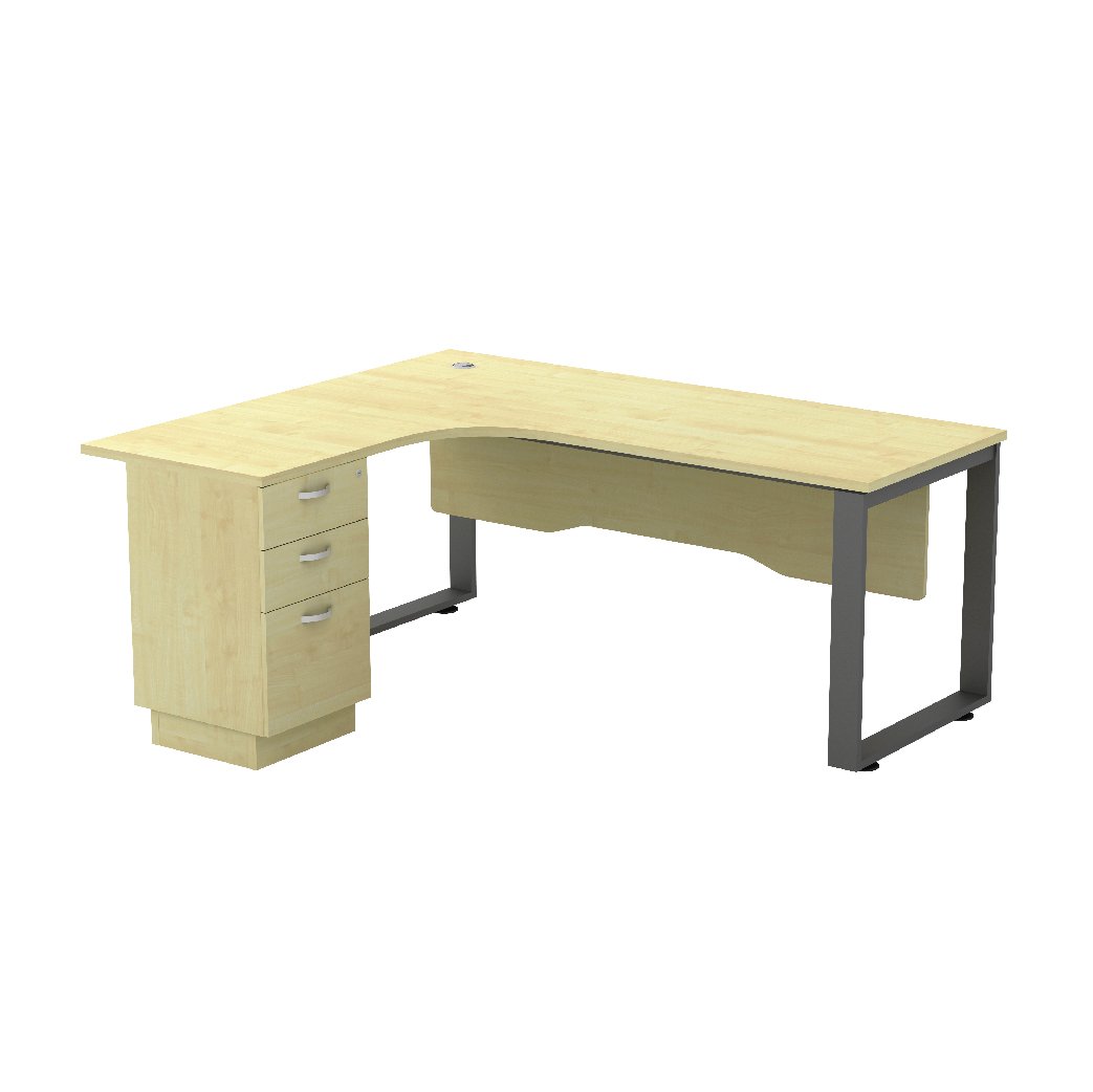 SQ SERIES L SHAPE SUPERIOR COMPACT TABLE WITH WOOD PANEL & PEDESTAL (O ...