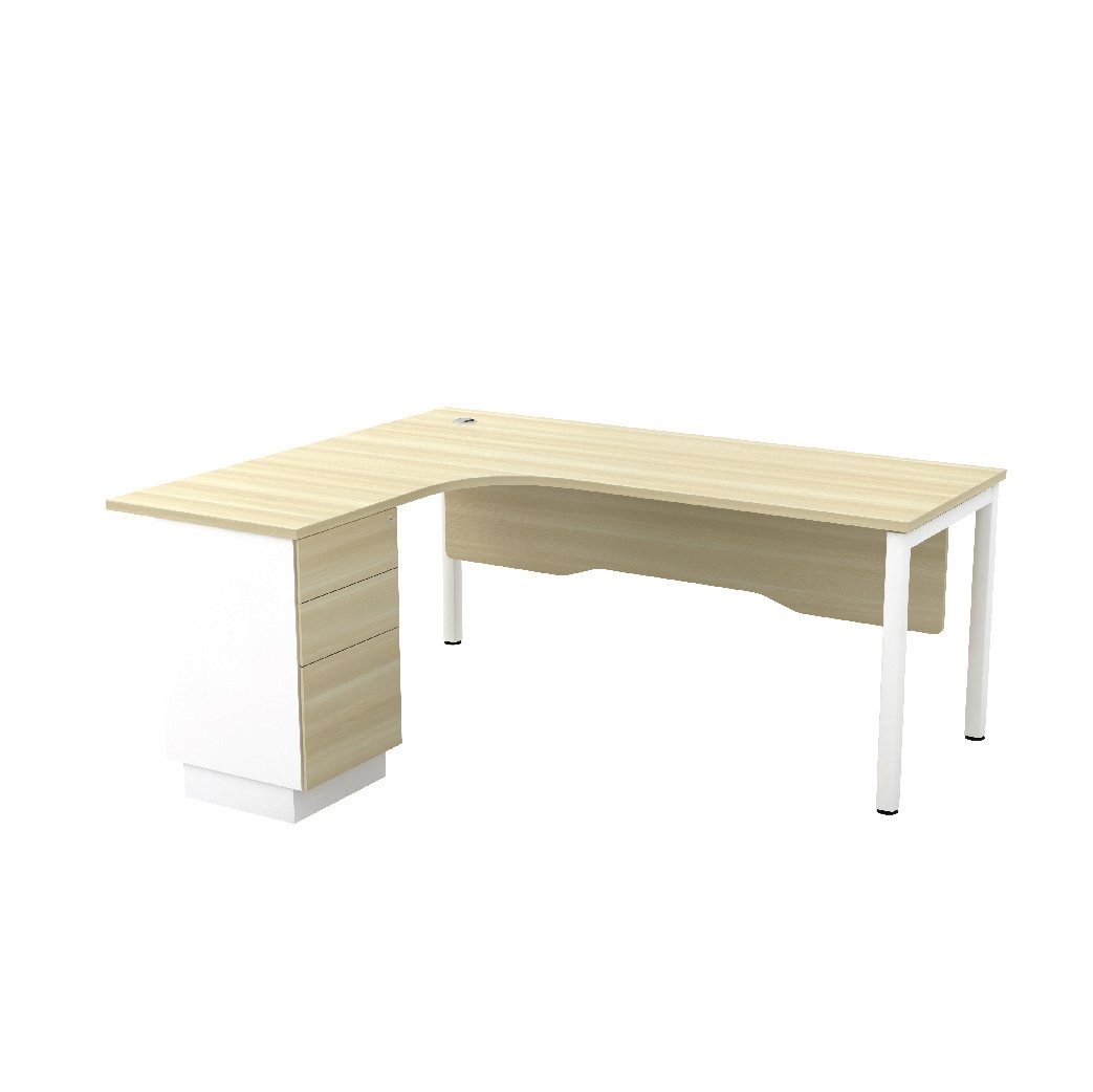 SL55 SERIES L SHAPE SUPERIOR COMPACT TABLE WITH WOOD PANEL & PEDESTAL ...