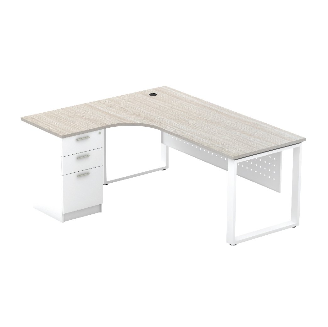 OT SERIES SUPERIOR L-SHAPE TABLE WITH 2D1F PEDESTAL – Furnic