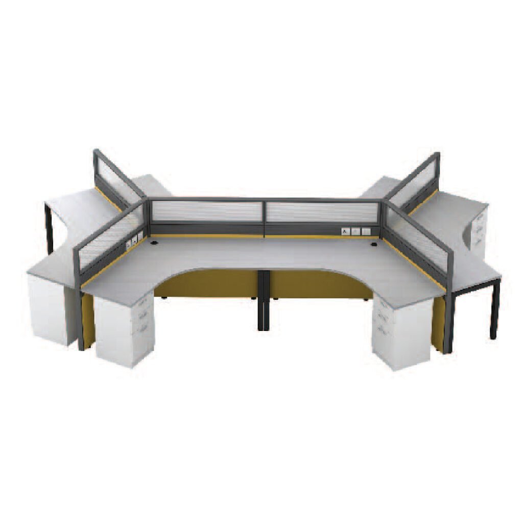 FN60-UYD6 BONE SHAPE WORKSTATION CLUSTER OF 6 - Furnic