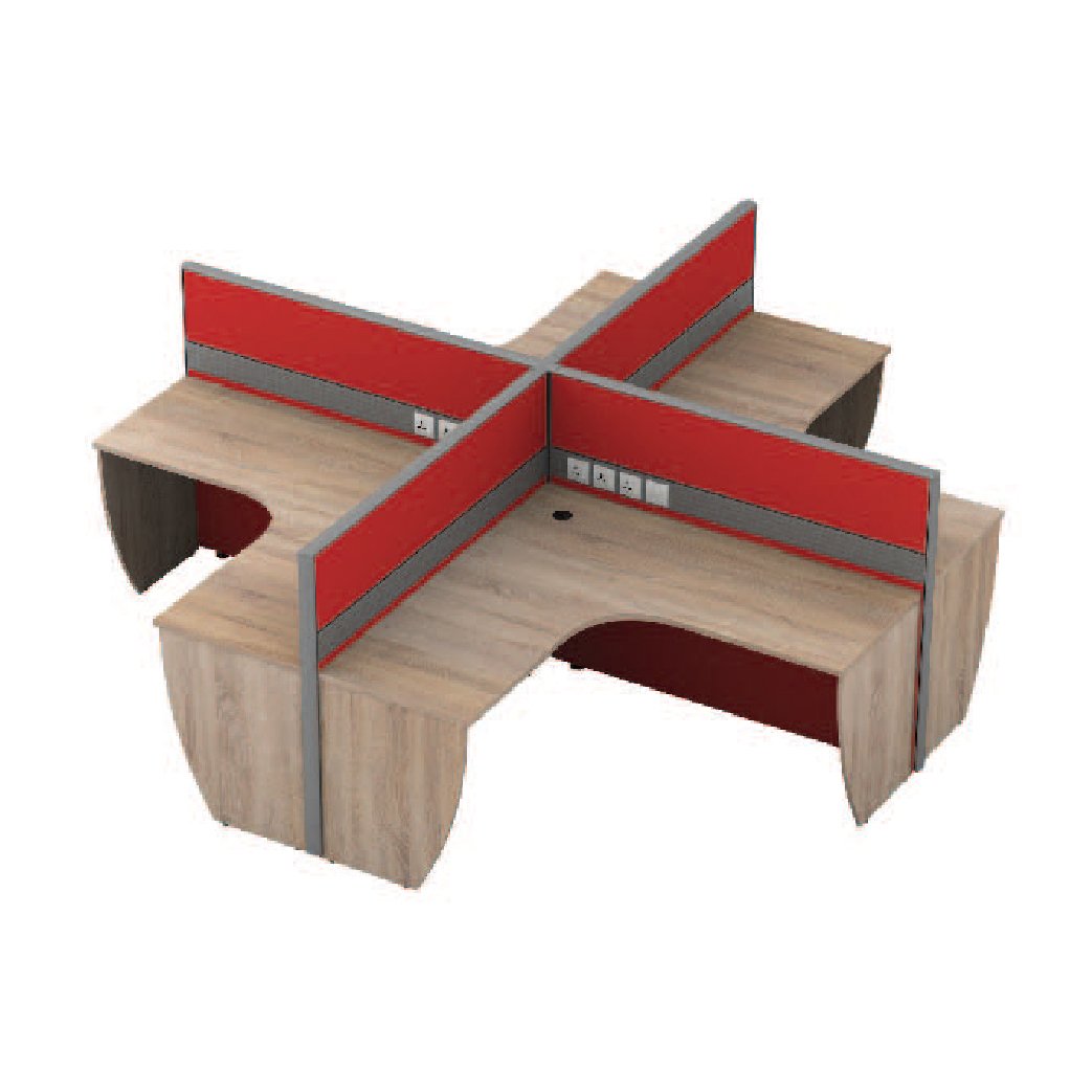 FN60-PL4 L SHAPE WORKSTATION CLUSTER OF 4 – Furnic