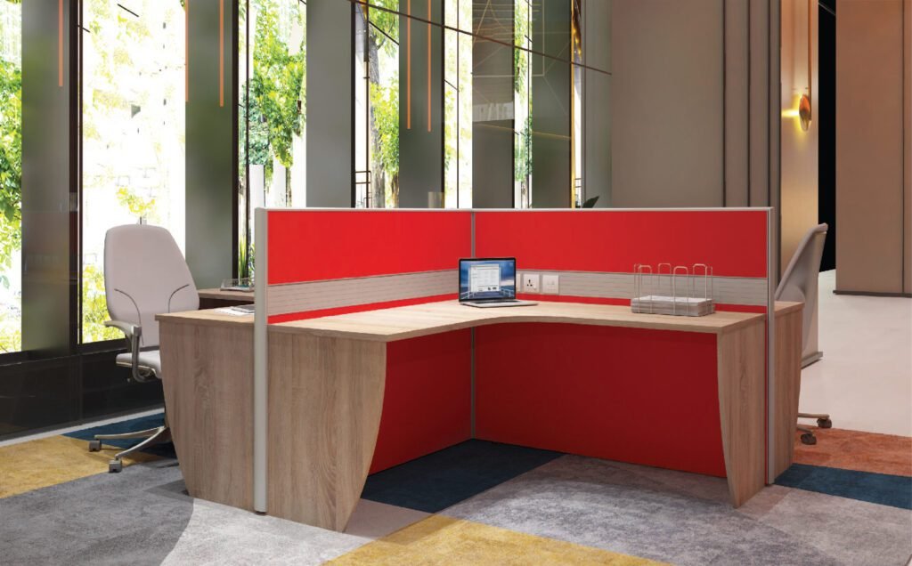 FN60-PL4 L SHAPE WORKSTATION CLUSTER OF 4 - Furnic