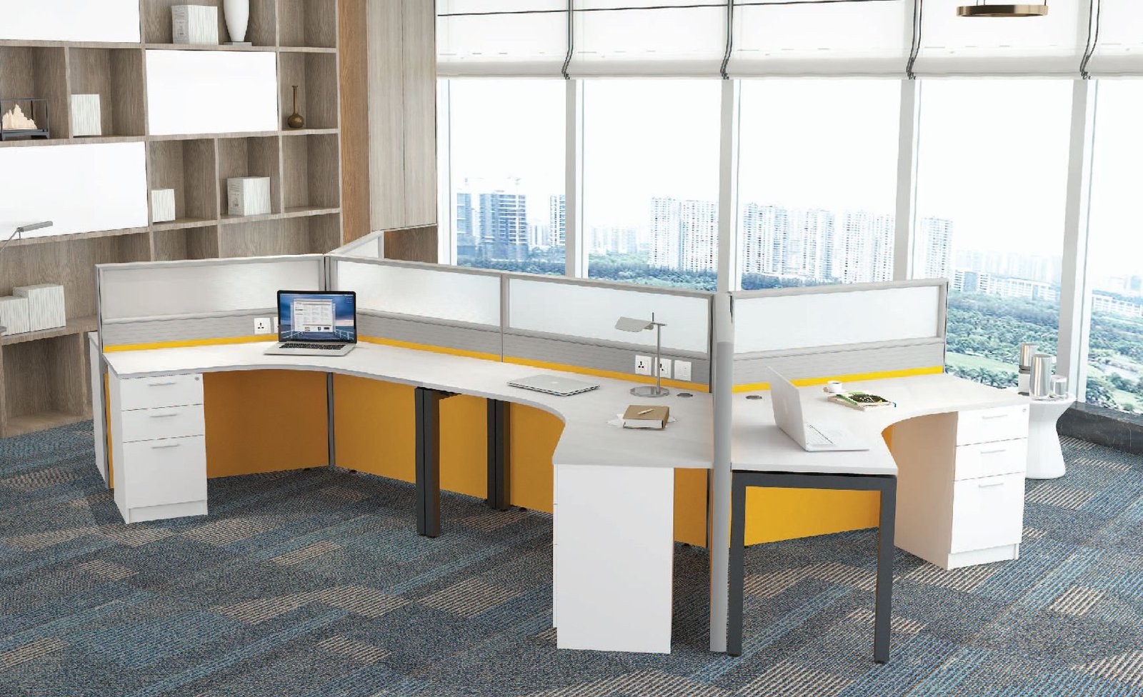 FN60-UYD6 BONE SHAPE WORKSTATION CLUSTER OF 6 - Furnic