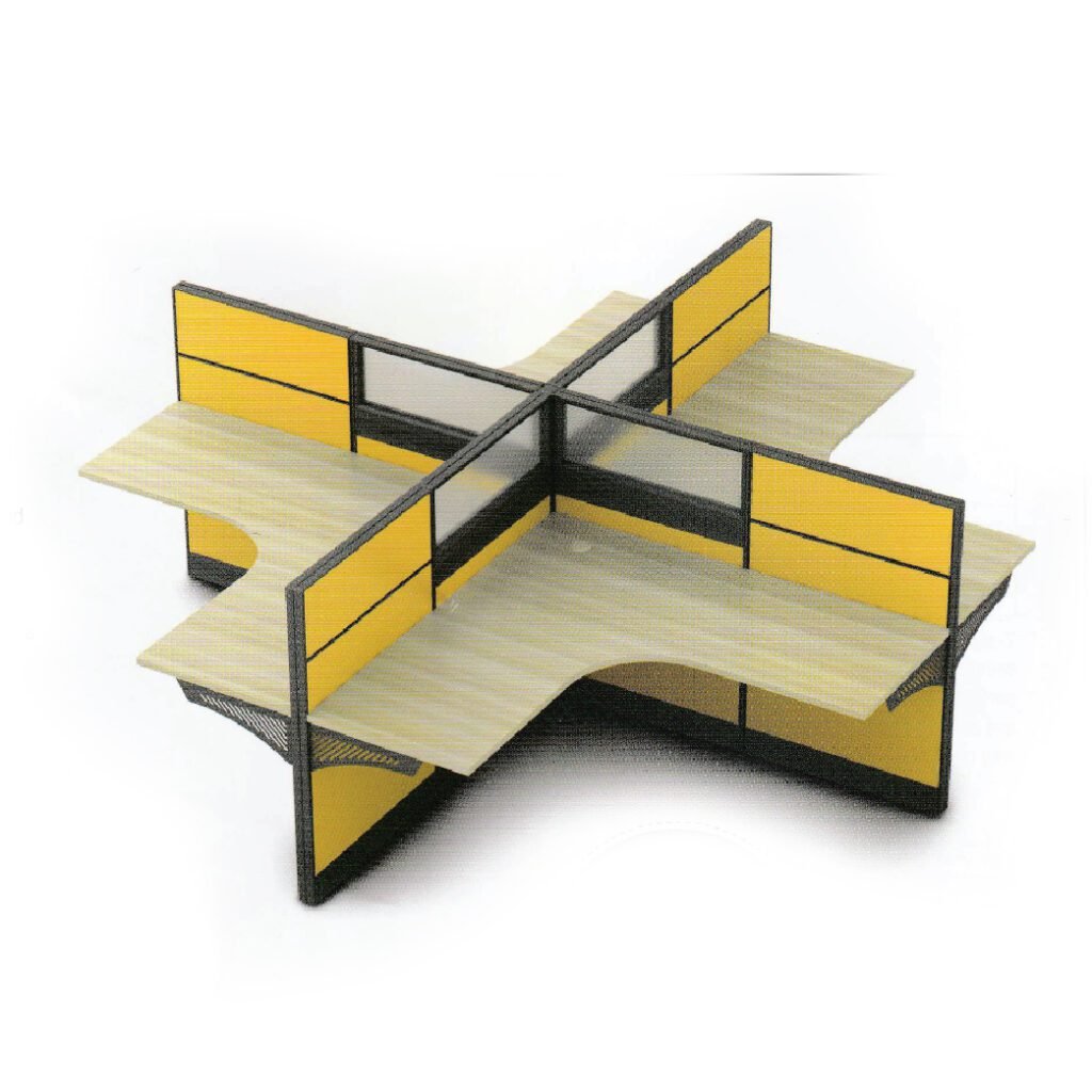 FN60-CBL-4 L SHAPE WORKSTATION CLUSTER OF 4 - Furnic