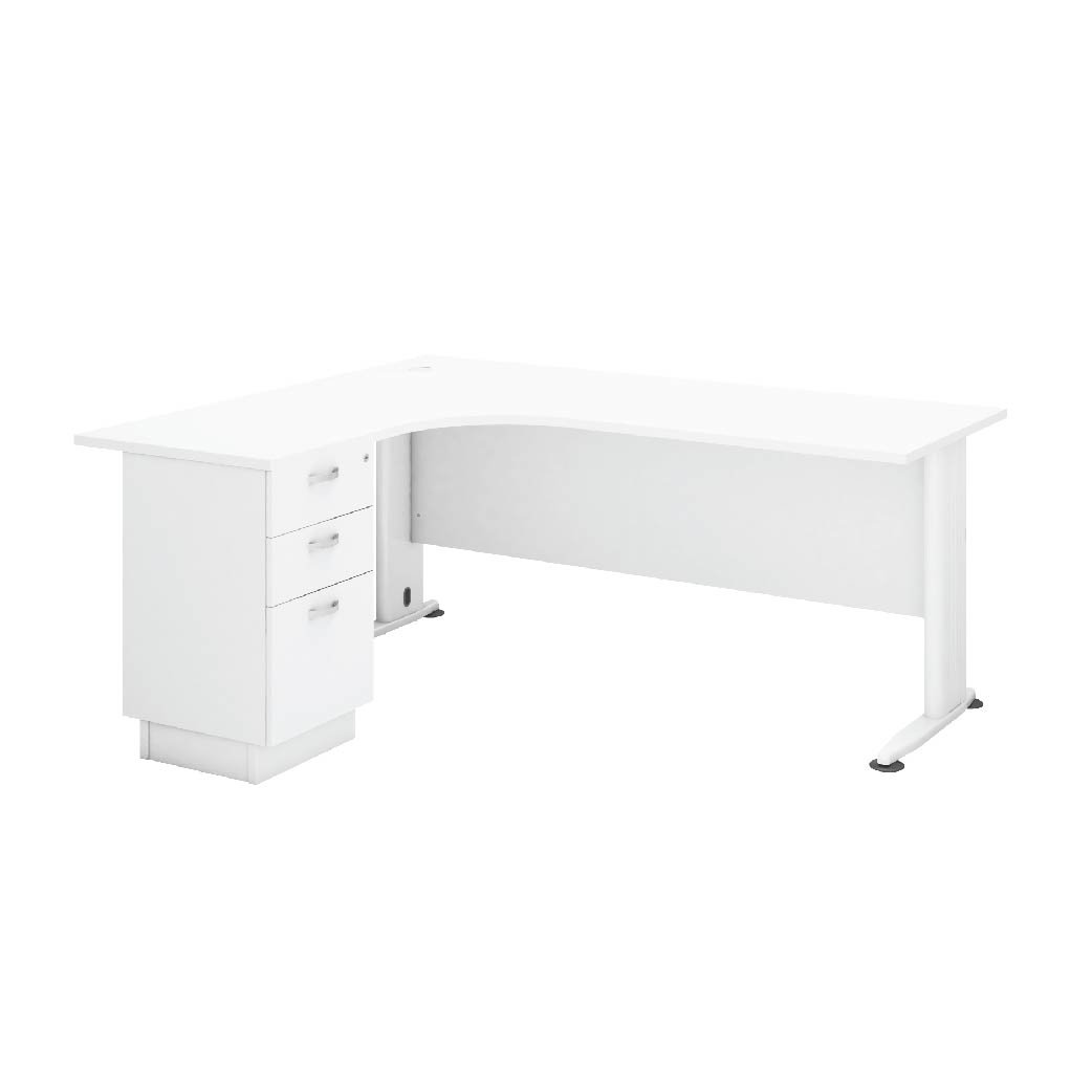 T2 SERIES L SHAPE SUPERIOR COMPACT TABLE WITH PEDESTAL (J LEG) - Furnic